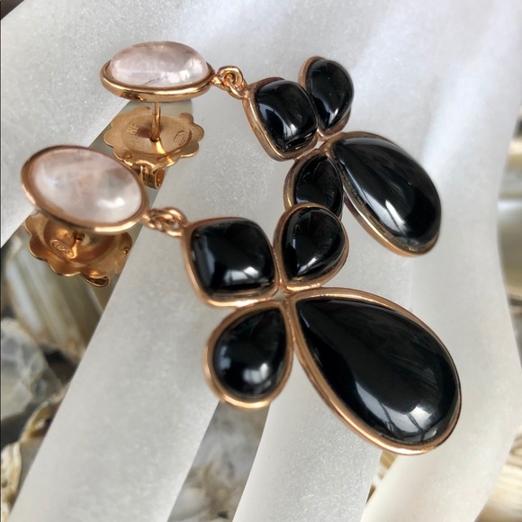 Dallas Prince | Jewelry | Dallas Prince 75 Onyx Rose Quartz Earrings ...